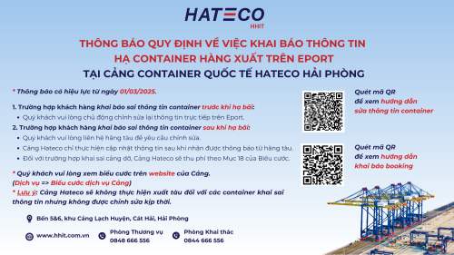 Thông báo về việc khai báo thông tin hạ container hàng xuất trên Eport ...